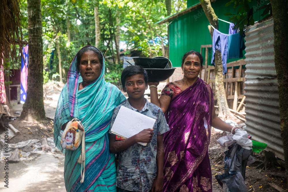 South asian family photo, teenage student with books in hands, indian ...