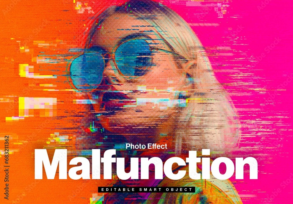 Malfunction Photo Effect Layout Stock Template | Adobe Stock