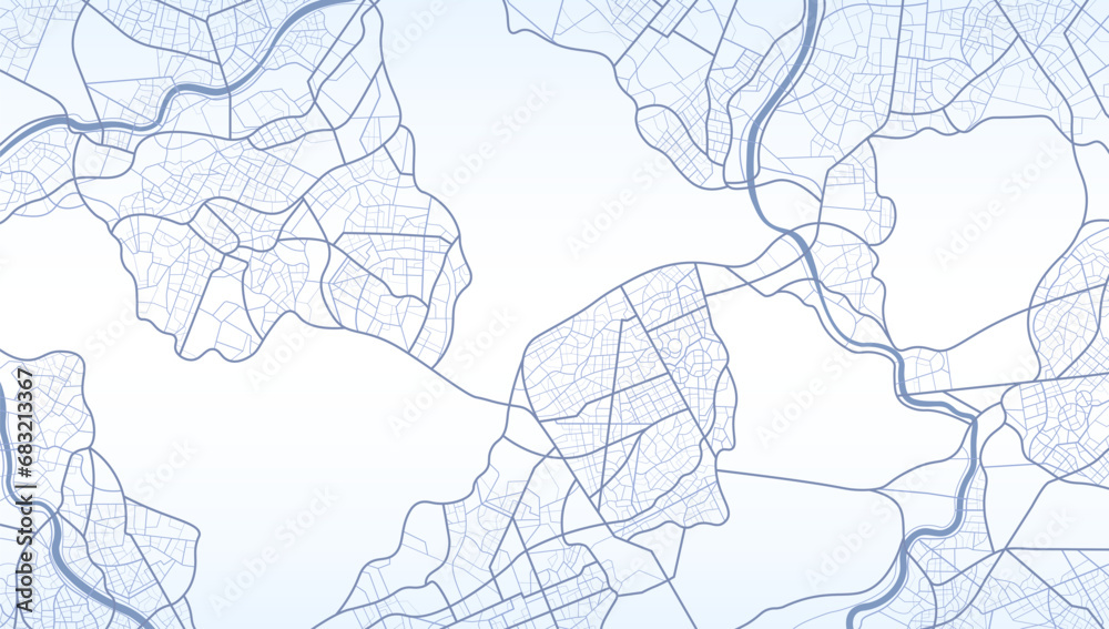 Blue city area, background map, streets. Skyline urban panorama ...