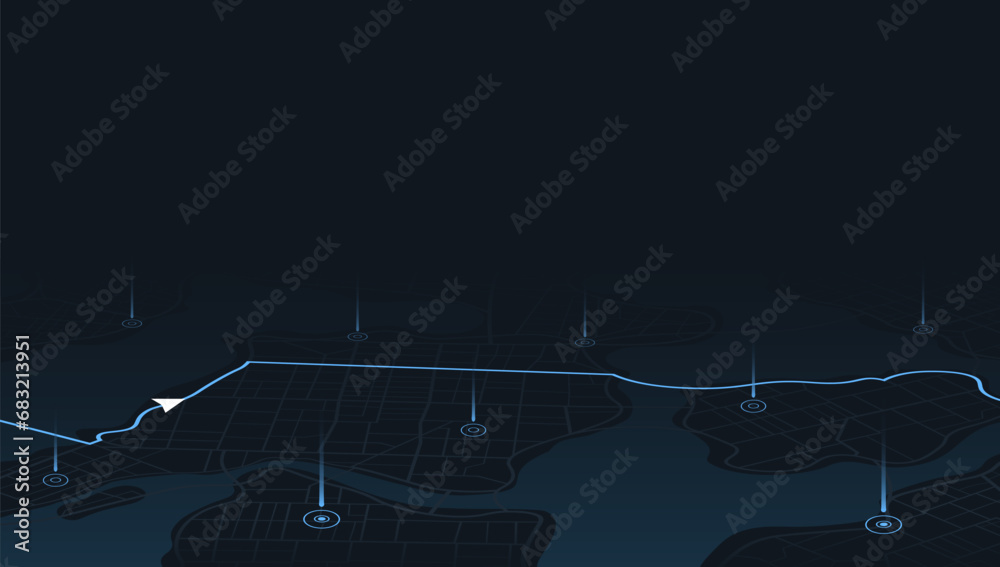Gps tracking map. Abstract isometric location tracks dashboard. Track ...