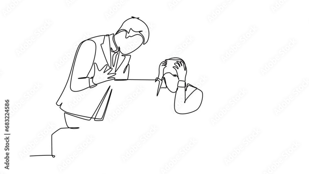 Animated self drawing of continuous line draw young furious manager ...