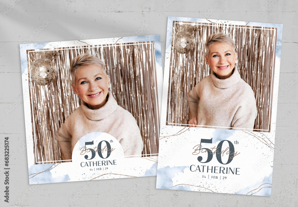 50th Birthday Photo Card Layout Stock Template | Adobe Stock