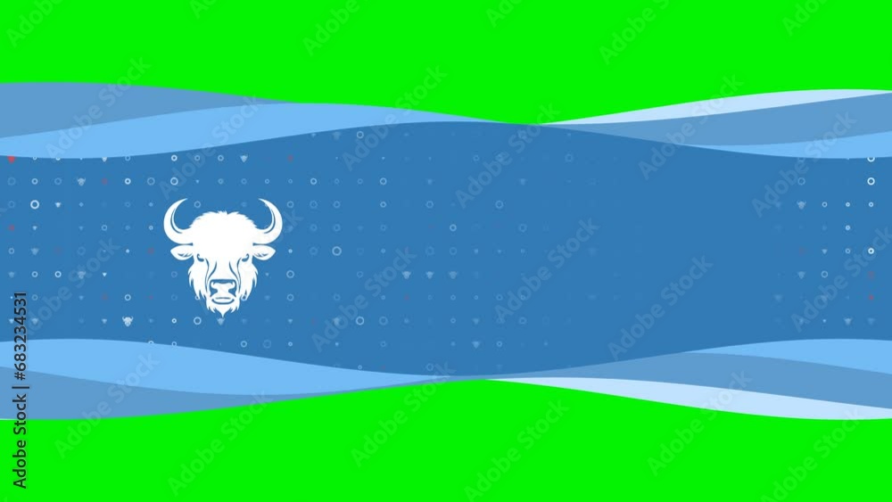 Animation of blue banner waves movement with white buffalo head symbol ...