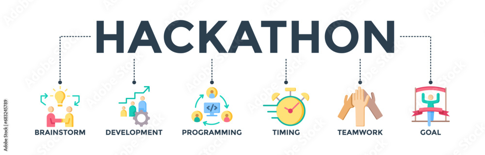 Hackathon banner web icon concept for design sprint-like social coding ...