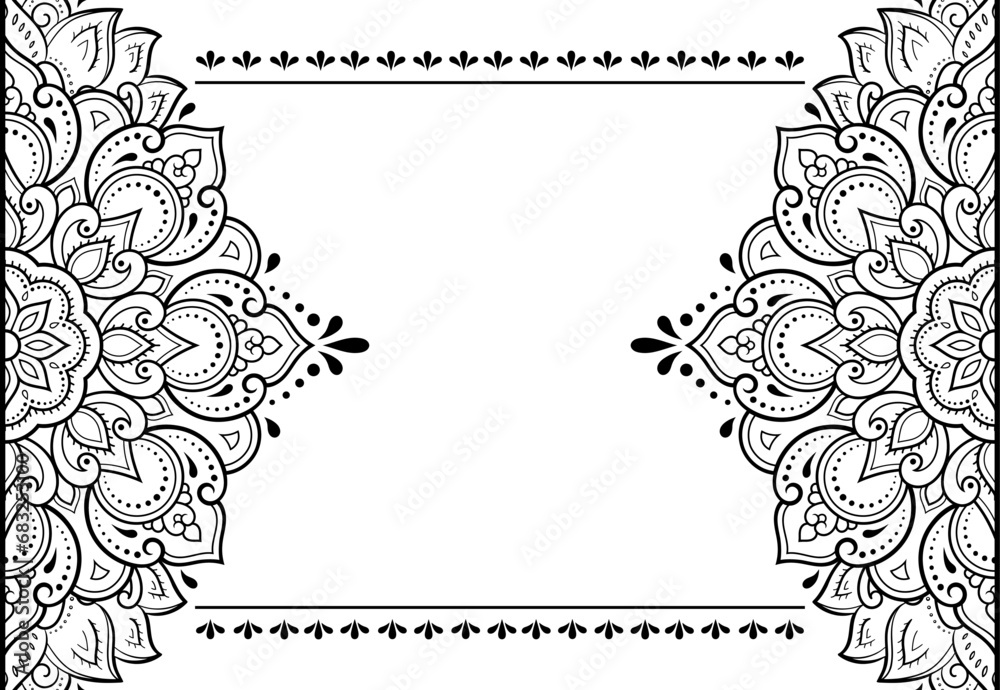 Frame in eastern tradition. Stylized with henna tattoos decorative ...