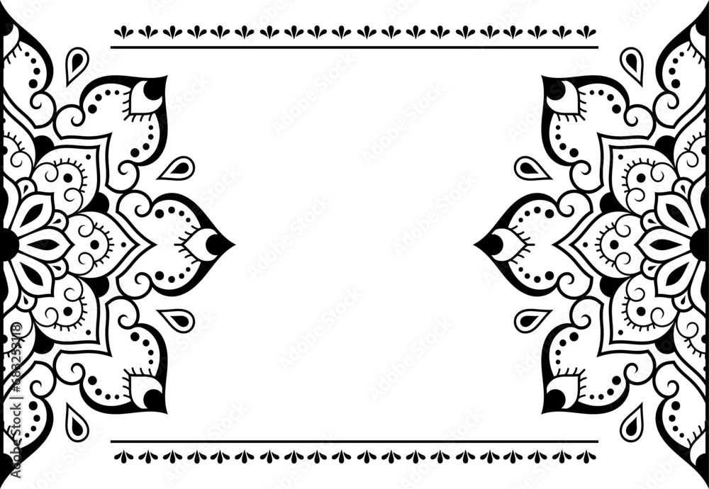 Frame in eastern tradition. Stylized with henna tattoos decorative ...