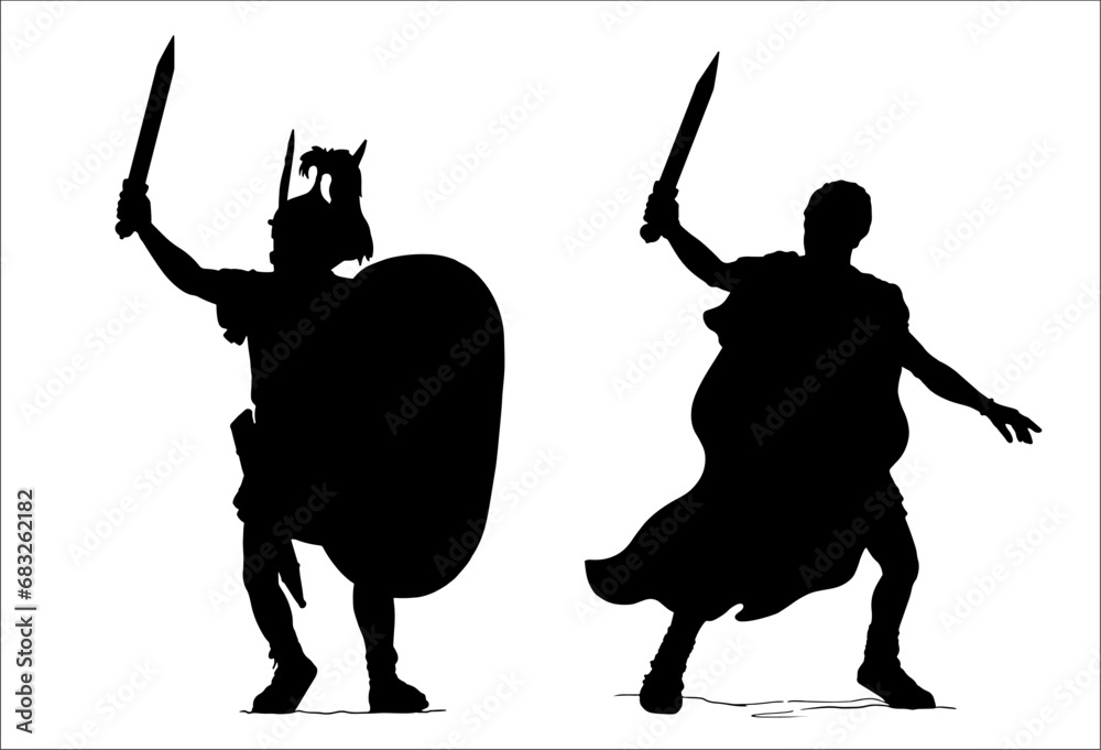 Roman general and imperator Gaius Julius Caesar with roman centurion ...