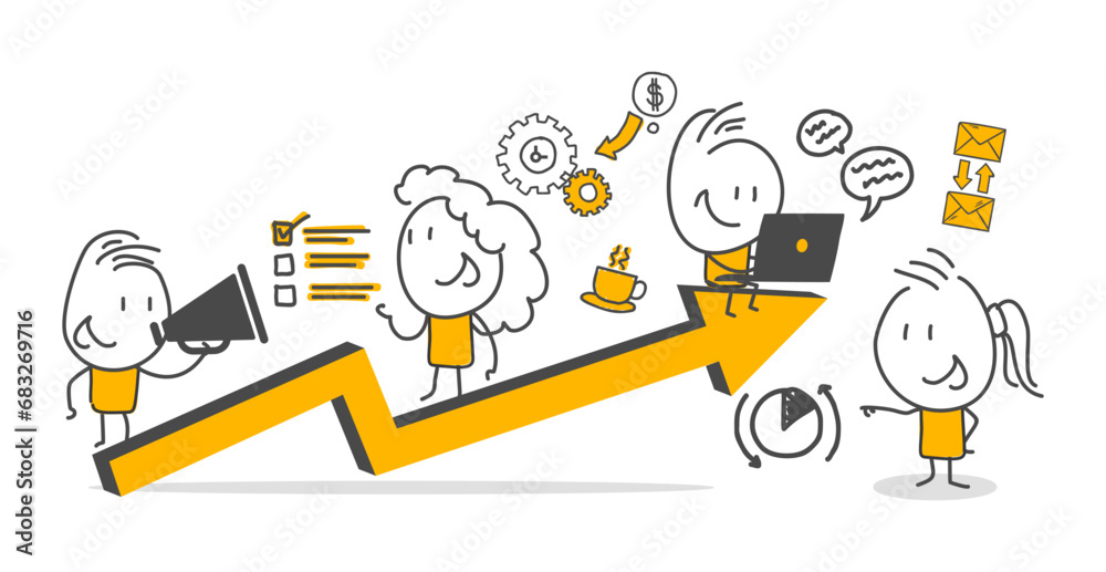 Stick figures. Office people. Isolated on white background. Hand drawn ...