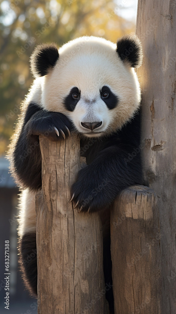 Panda bears in the wild of China, in the style of emotional body ...
