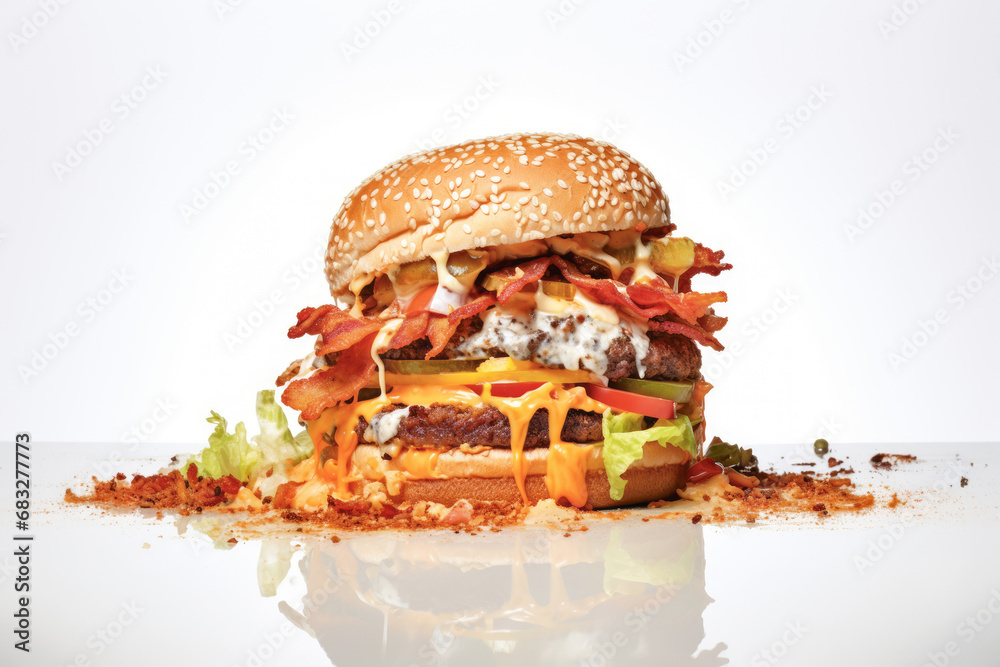 A disgusting, moldy burger evokes feelings of disgust, serving as a ...