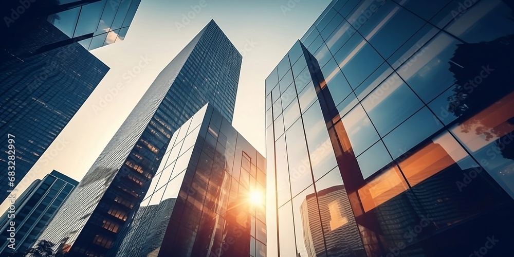 Low angle image of typical contemporary office towers, tall structures ...