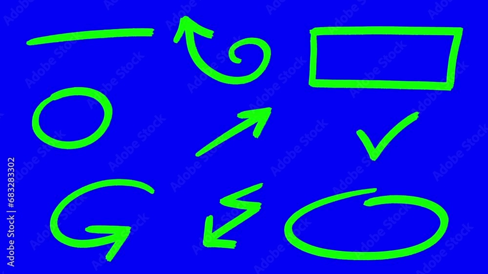 Arrows and a few other shapes green version one on blue background ...