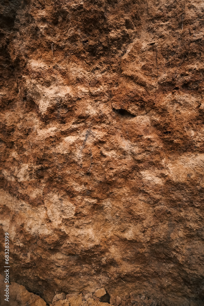 Soil or dirt Cross Section Close-up. Underground earth texture, cross ...