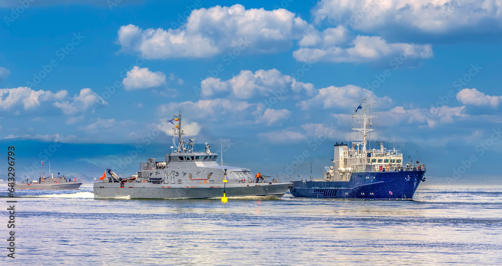 Naval military exercises in the Pacific ocean seizure of a ship with ...