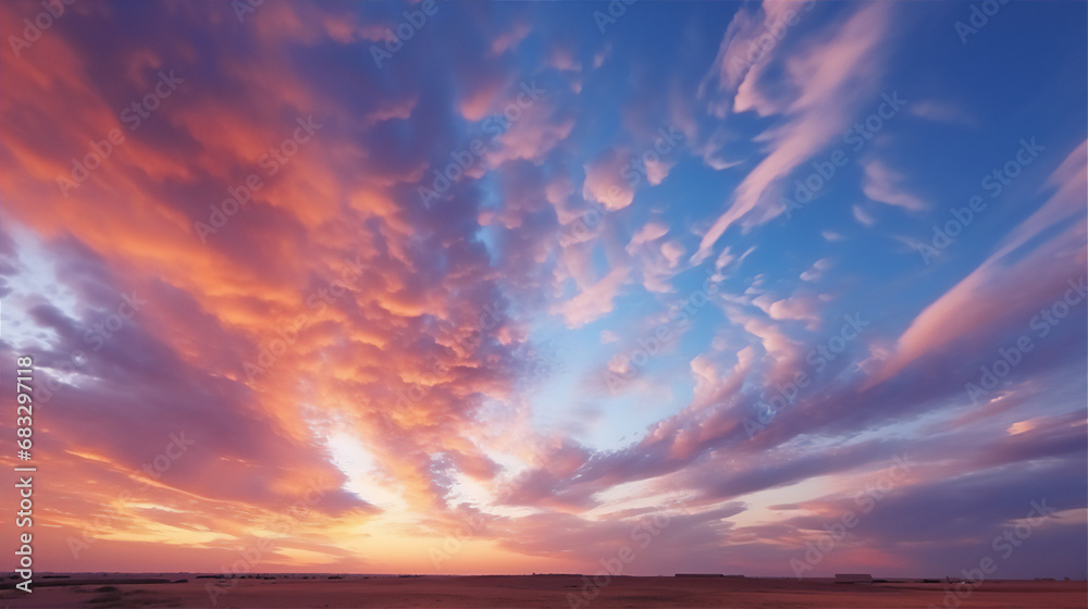 dramatic sky with Cumulonimbus clouds and ray of light from the sun in ...