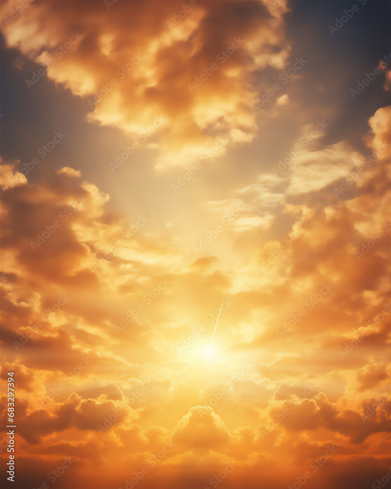 dramatic sky with Cumulonimbus clouds and ray of light from the sun in ...