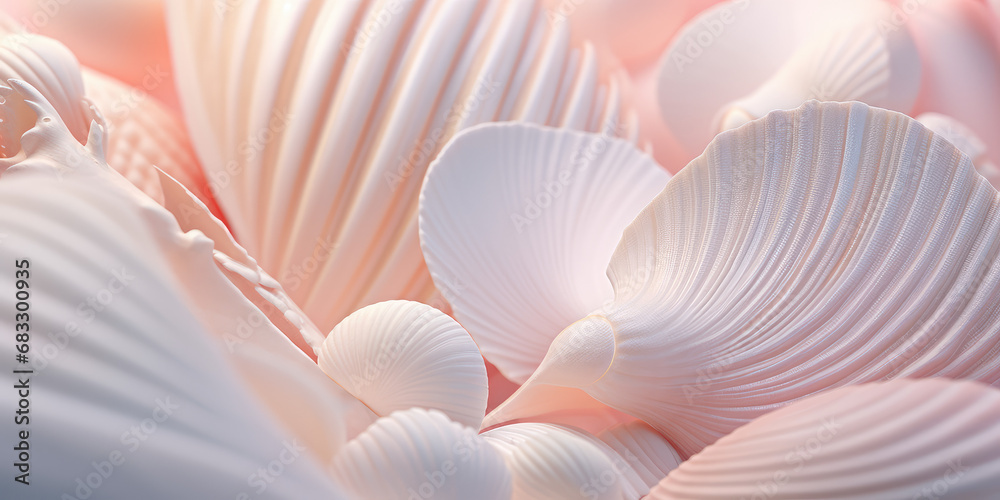 Marine wallpaper with different sea shells in pastel colors. Creative ...
