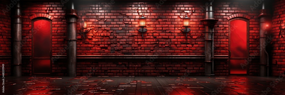 Dark Room Tile Floor Brick Wall Background Image For Website