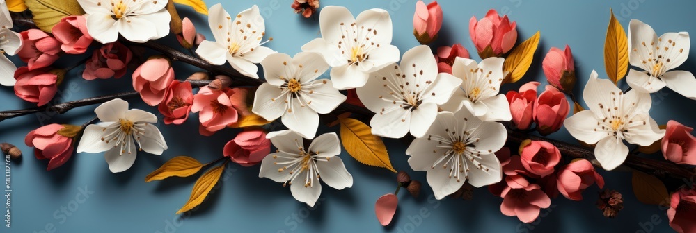 Beautiful Spring Flowers On Paper Background, Background Image For ...