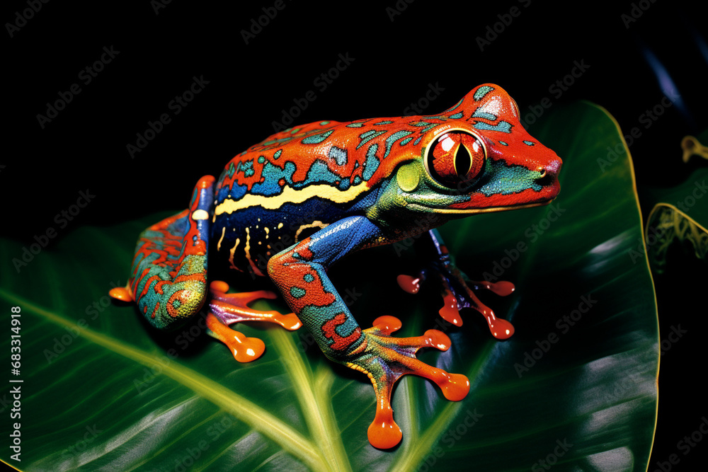 An incredibly detailed illustration of a red-eyed tree frog on a ...