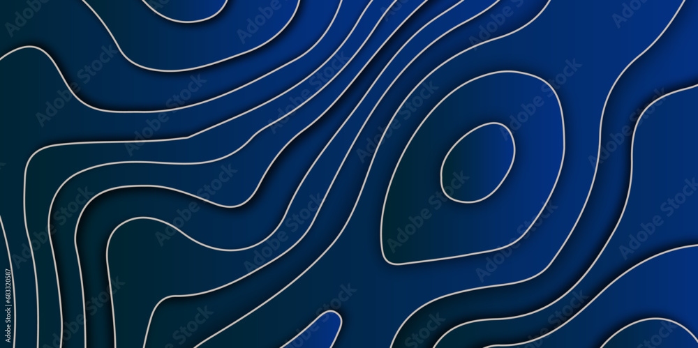 Abstract wavy line 3d paper cut blue topography background. Multi layer ...