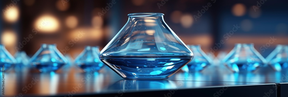 Abstract Blur Blue Contemporary Office Interior, Background Image For ...