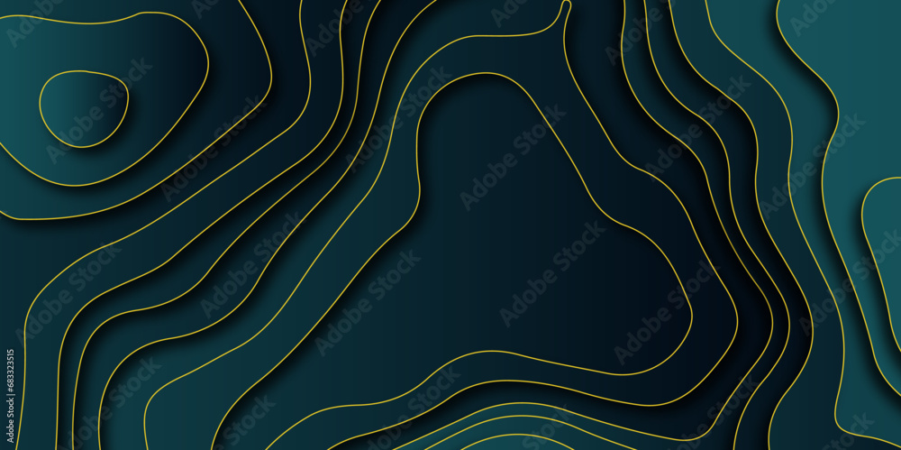 Abstract wavy line 3d paper cut blue topography background. Multi layer ...