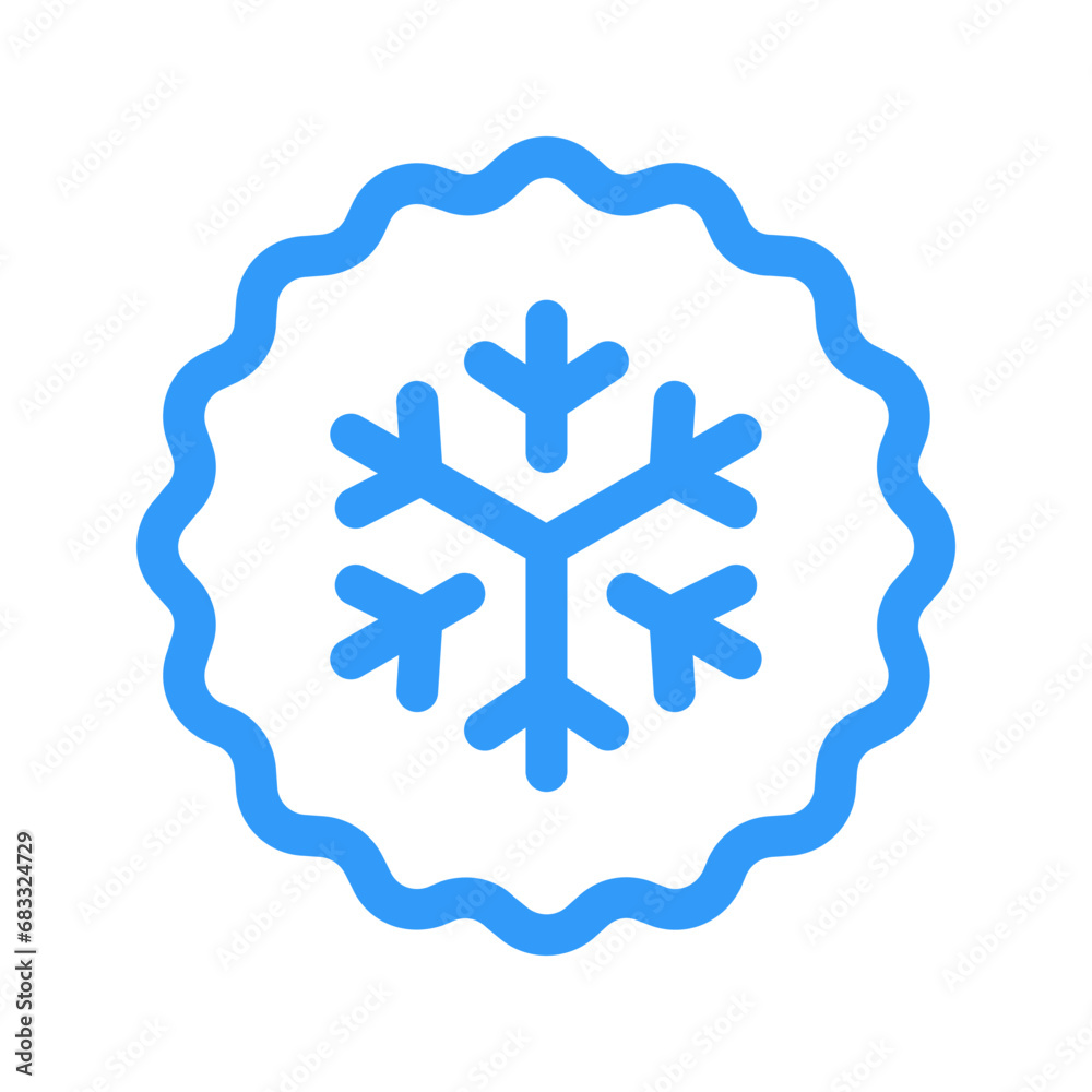 Snowflake ribbon line vector icon. Label for frozen product. Cold ...