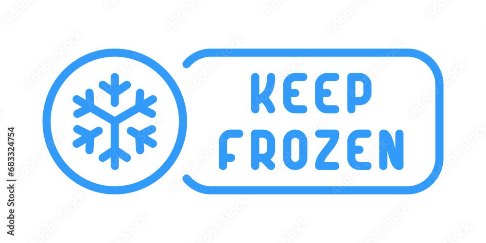 Keep frozen label with snowflake in circle line vector icon. Label for ...