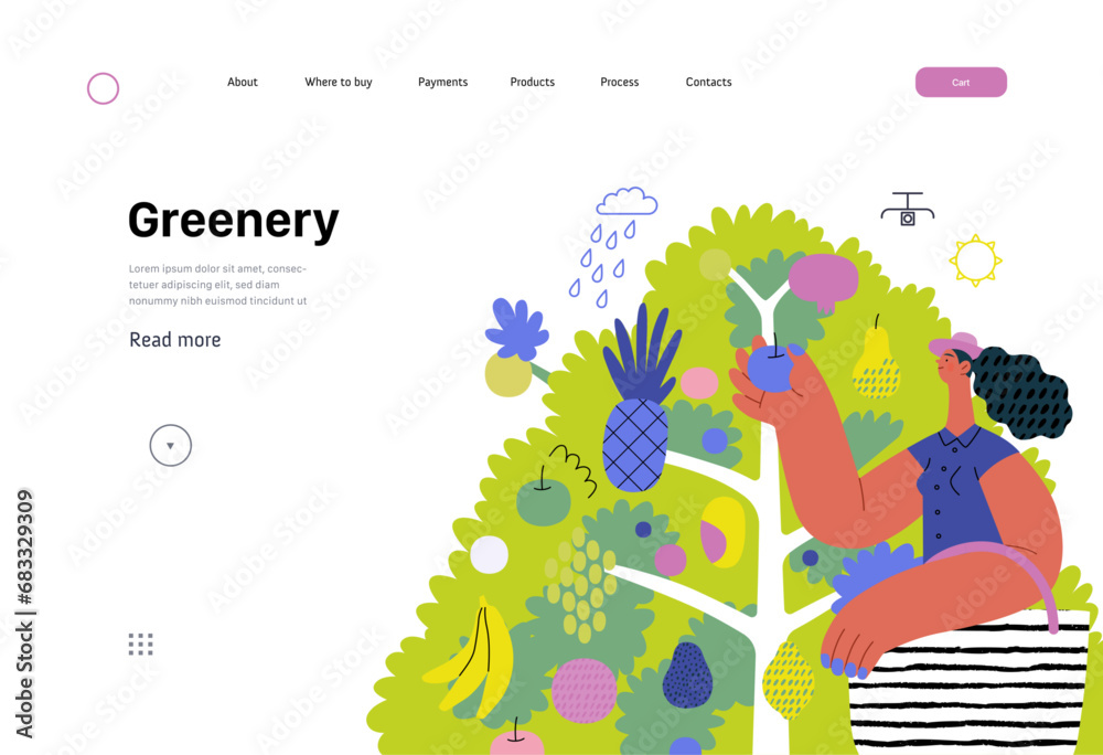 Vecteur Stock Greenery, ecology -modern flat vector concept ...