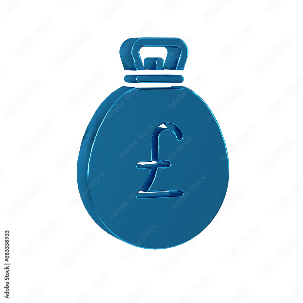 Blue Money bag with pound icon isolated on transparent background ...