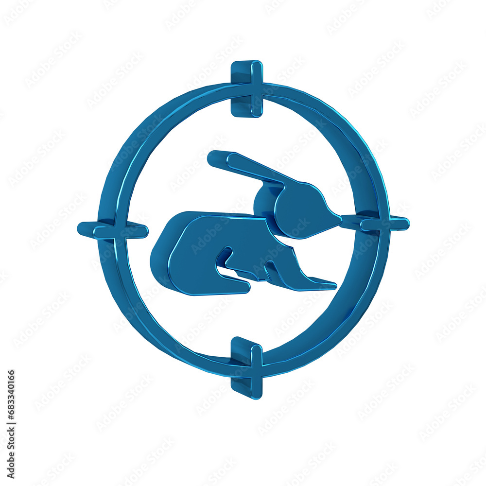 Blue Hunt on rabbit with crosshairs icon isolated on transparent ...