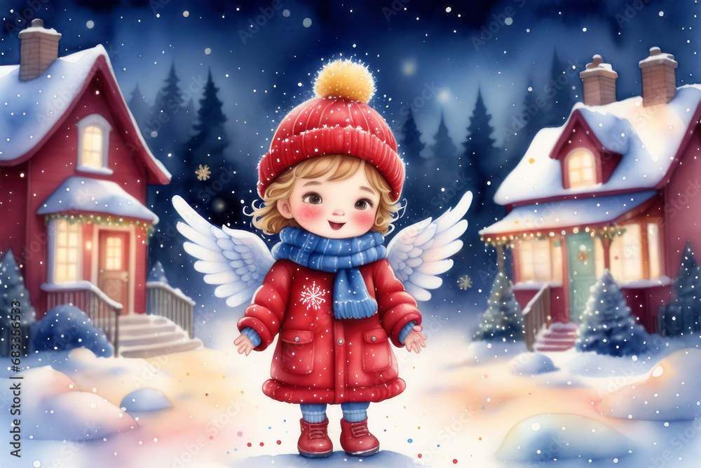 Nikolaus und Christkind Besuch im Winter Wonderland, generated image ...