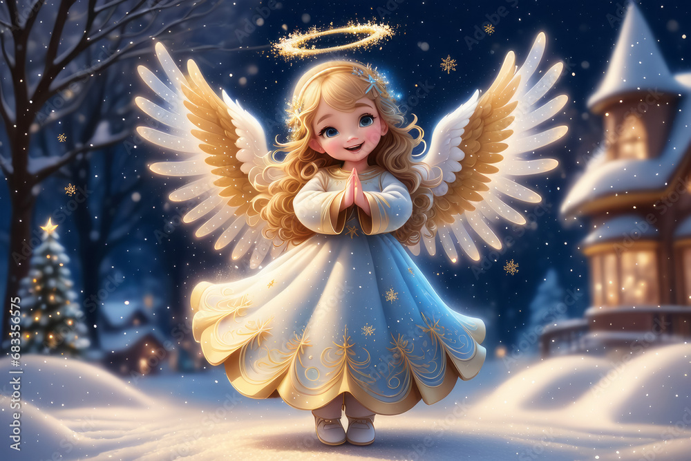 Nikolaus und Christkind Besuch im Winter Wonderland, generated image ...