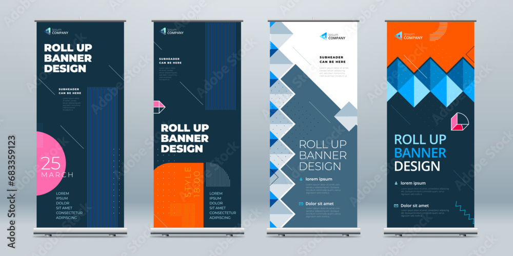 Business Roll Up Banner Set Abstract Roll up background for ...