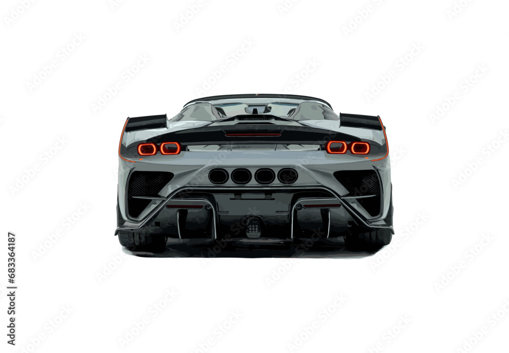 Ferrari sf90 auto. Back view. Isolated Ferrari model SF90. Editorial ...