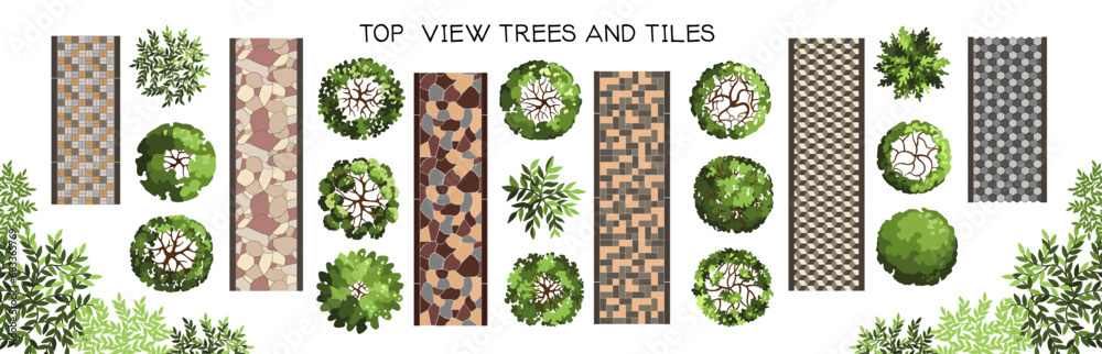 Trees and tiles for architectural floor plans. Entourage design ...