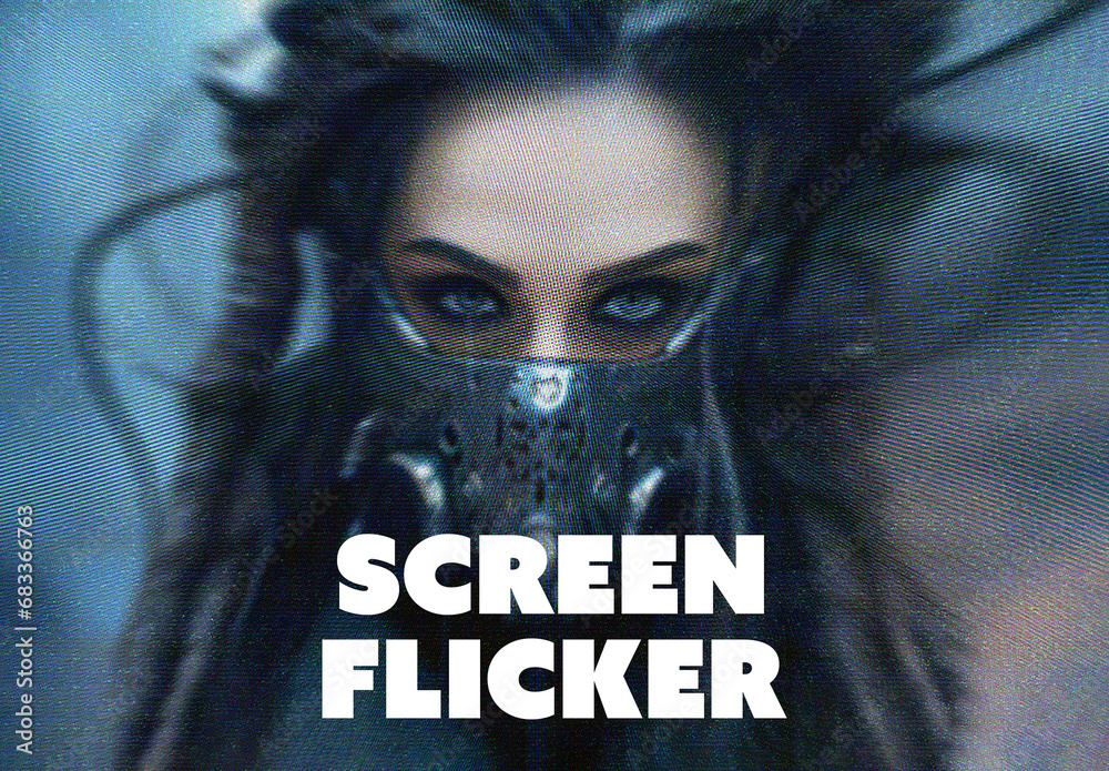 Screen Flicker Photo Effect Mockup With Generative AI Preview Stock ...