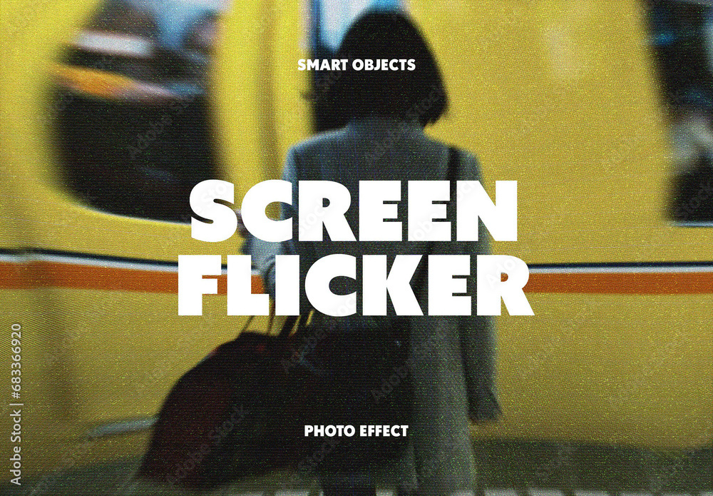 Vintage Screen Flicker Photo Effect Mockup With Generative AI Preview ...