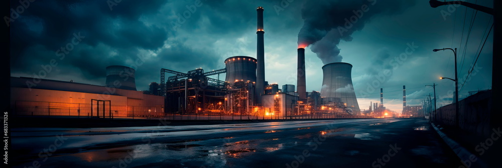 coal-fired power plant with coal conveyors, combustion chambers, and ...
