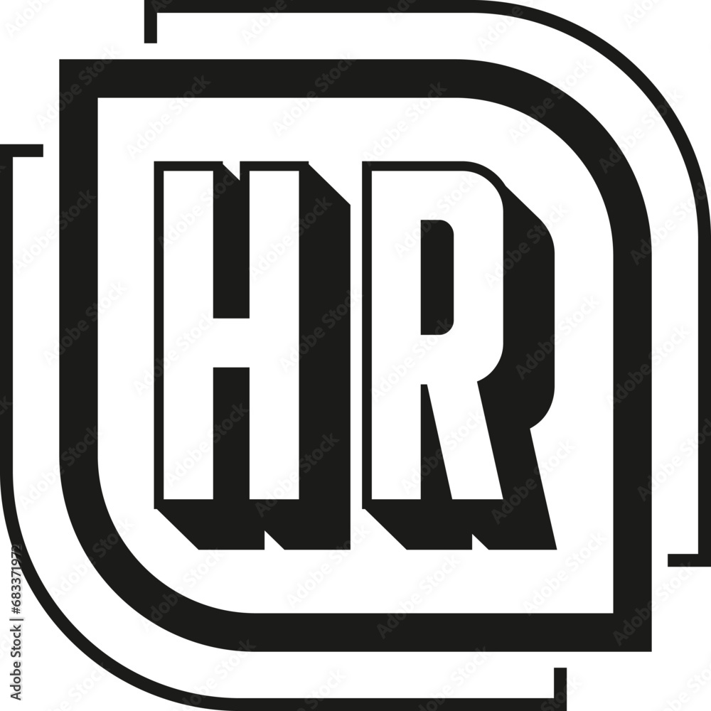 Abstract HR Letter Monogram Logo Design. Initial letters HR logo icon ...