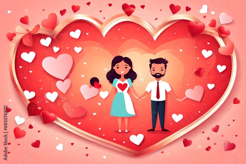 Cute Posters Valentines Day Greetings Heart Shape Frame Vector