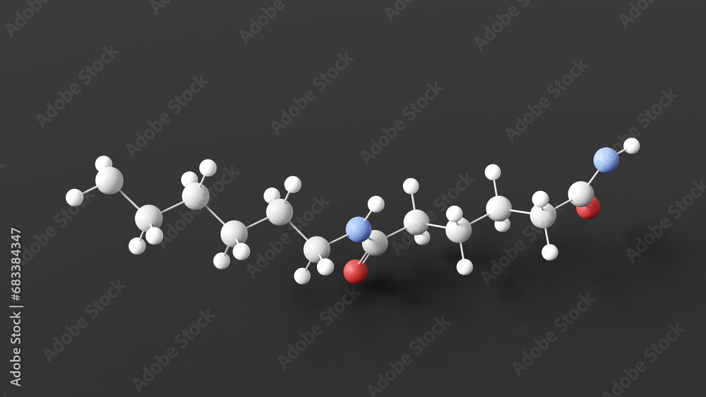 nylon 66 molecular structure, polyamide, nylon, ball and stick 3d model ...