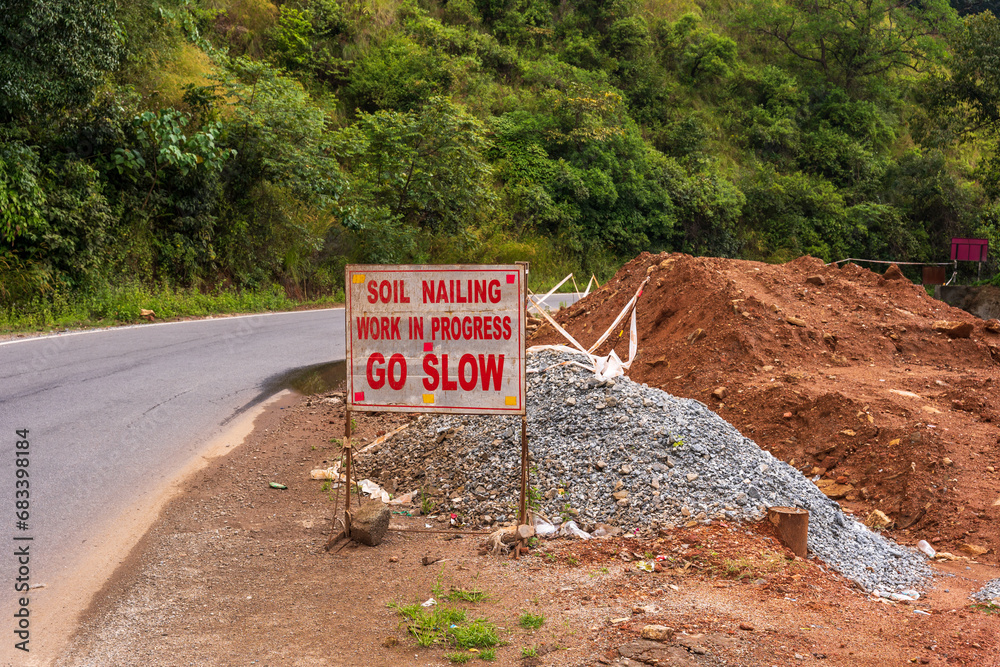 SOIL NAILING Caution Sign Board work in progress Sign Stock Photo ...