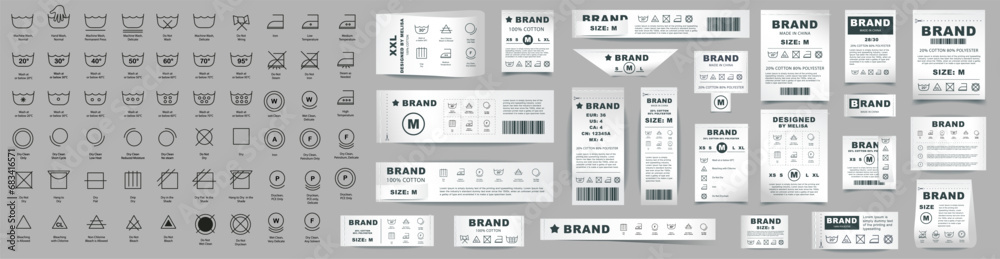 Laundry icons set for cloth design. Cleaning machine. Clothes care ...