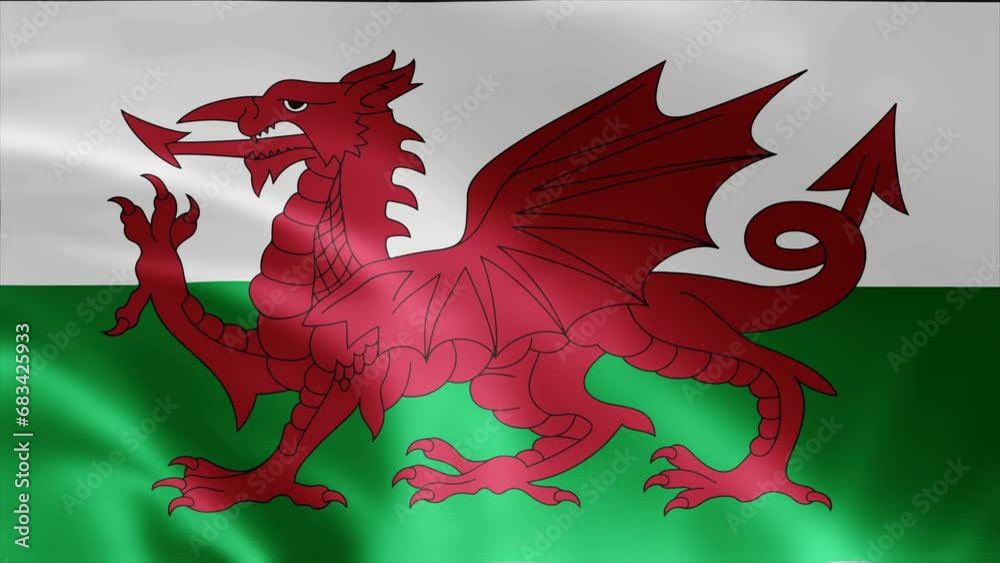 Wales flag is waving 3D animation. Wales flag waving in the wind ...
