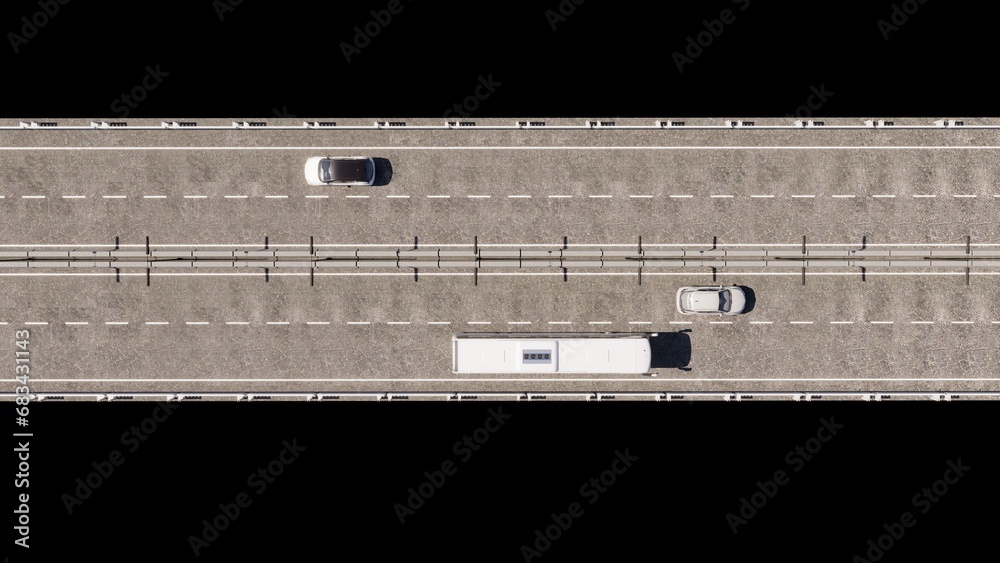 Long-distance bus, highway and state road. Roadways and traffic ...