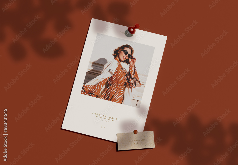 Portrait Instant Photo Mockup Stock Template | Adobe Stock