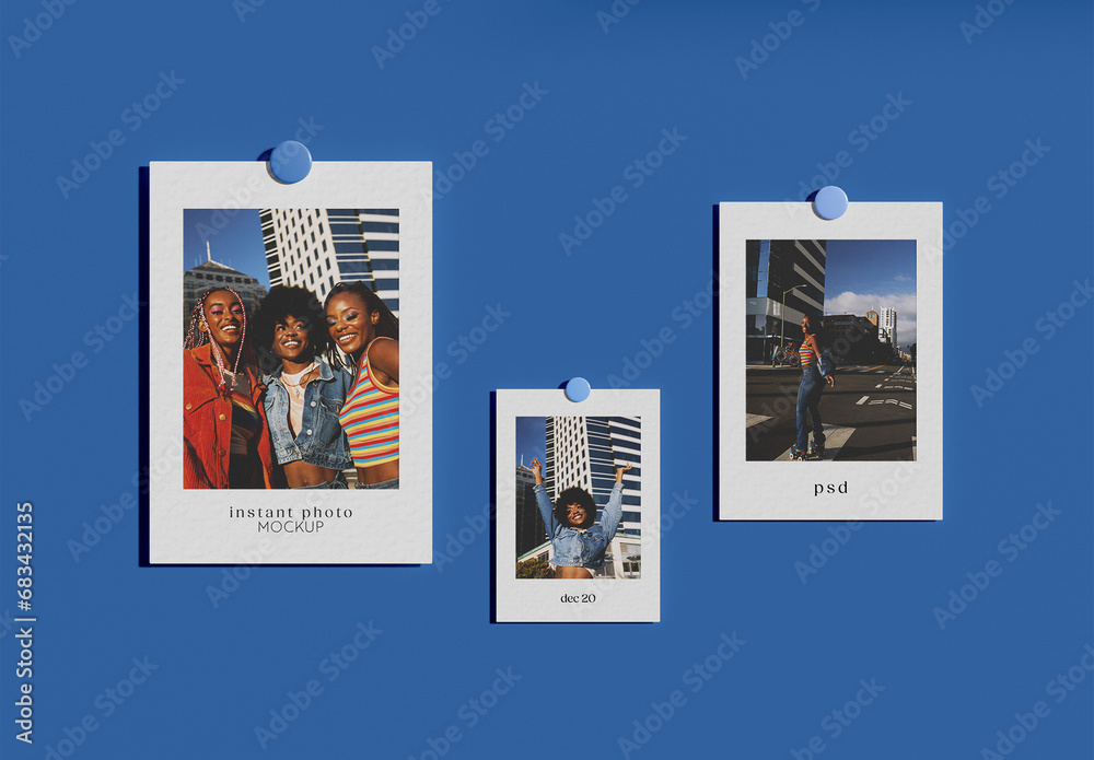 Diferent Size of Instant Photos Mockup Stock Template | Adobe Stock