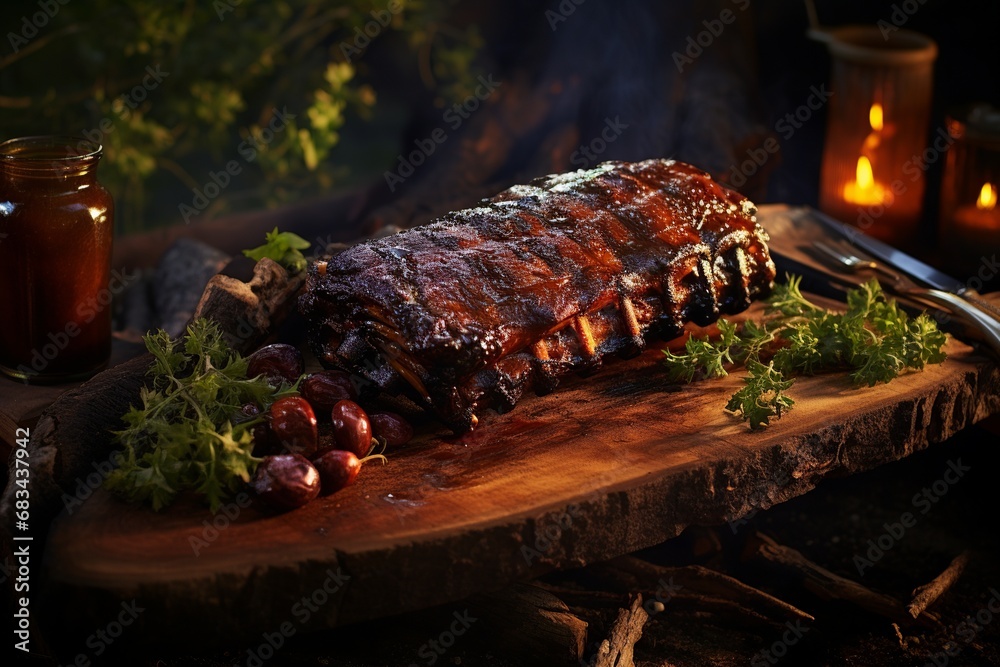 Barbecue Rib Feast: A vibrant professional food photograph featuring ...